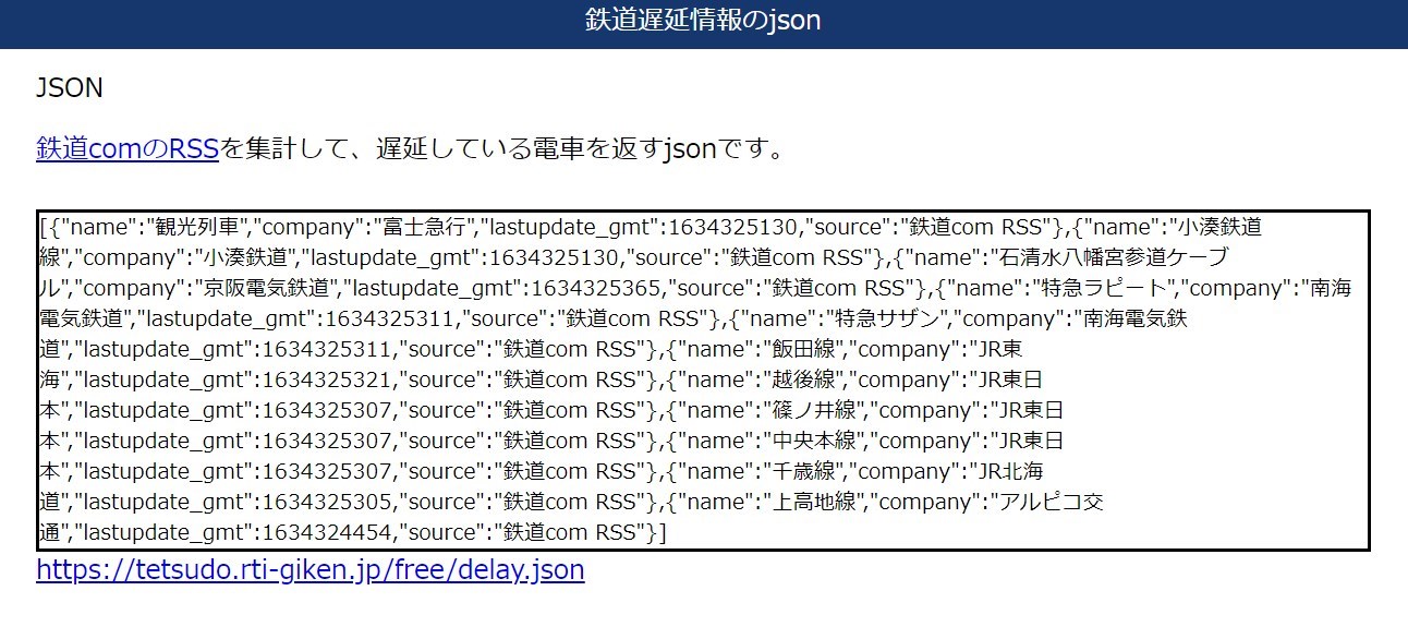 JavaScriptで鉄道遅延情報のJSONをテーブルに表示する | FOUR4to6